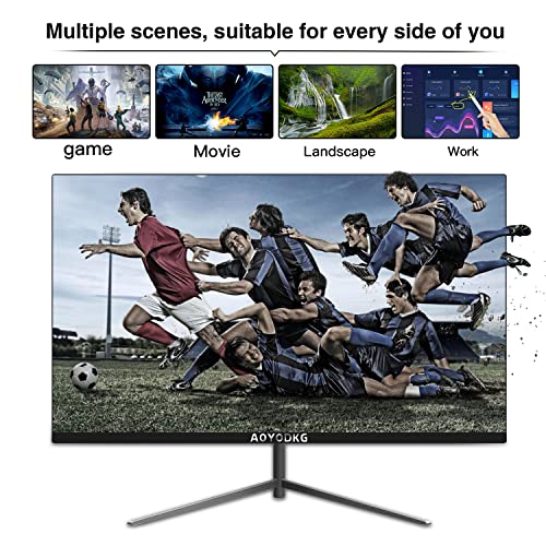 AOYODKG 24" Professional Thin 75Hz 1080p LED Monitor Frameless 5MS Response Time Computer Screen, sRGB 99%, 3000:1 + DC/HDMI/VGA, Ergonomic Tilt, Gaming Monitor Machine Black, (AYO-A55 Series)