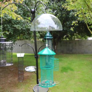 PFNRTH Squirrel Baffle for Shepherp's Hook, Or Squirrel Baffle for Hanging Bird Feeder,12" Clear Dome Protective Cover.