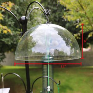 PFNRTH Squirrel Baffle for Shepherp's Hook, Or Squirrel Baffle for Hanging Bird Feeder,12" Clear Dome Protective Cover.