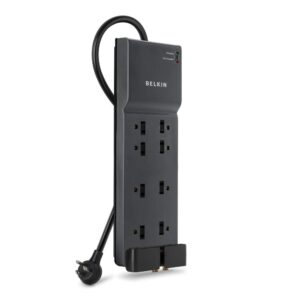 Belkin 8-Outlet Home and Office Surge Protector, 12ft Cord, Black & Power Strip Surge Protector with 12 AC Multiple Outlets, 10 ft Long Flat Plug Heavy Duty Extension Cord (4,156 Joules)