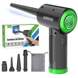 airroki compressed air duster - electric air duster for computers, 51000rpm cordless air duster, good replace compressed air can, 6000mah reusable no canned air duster for pc keyboard cleaner