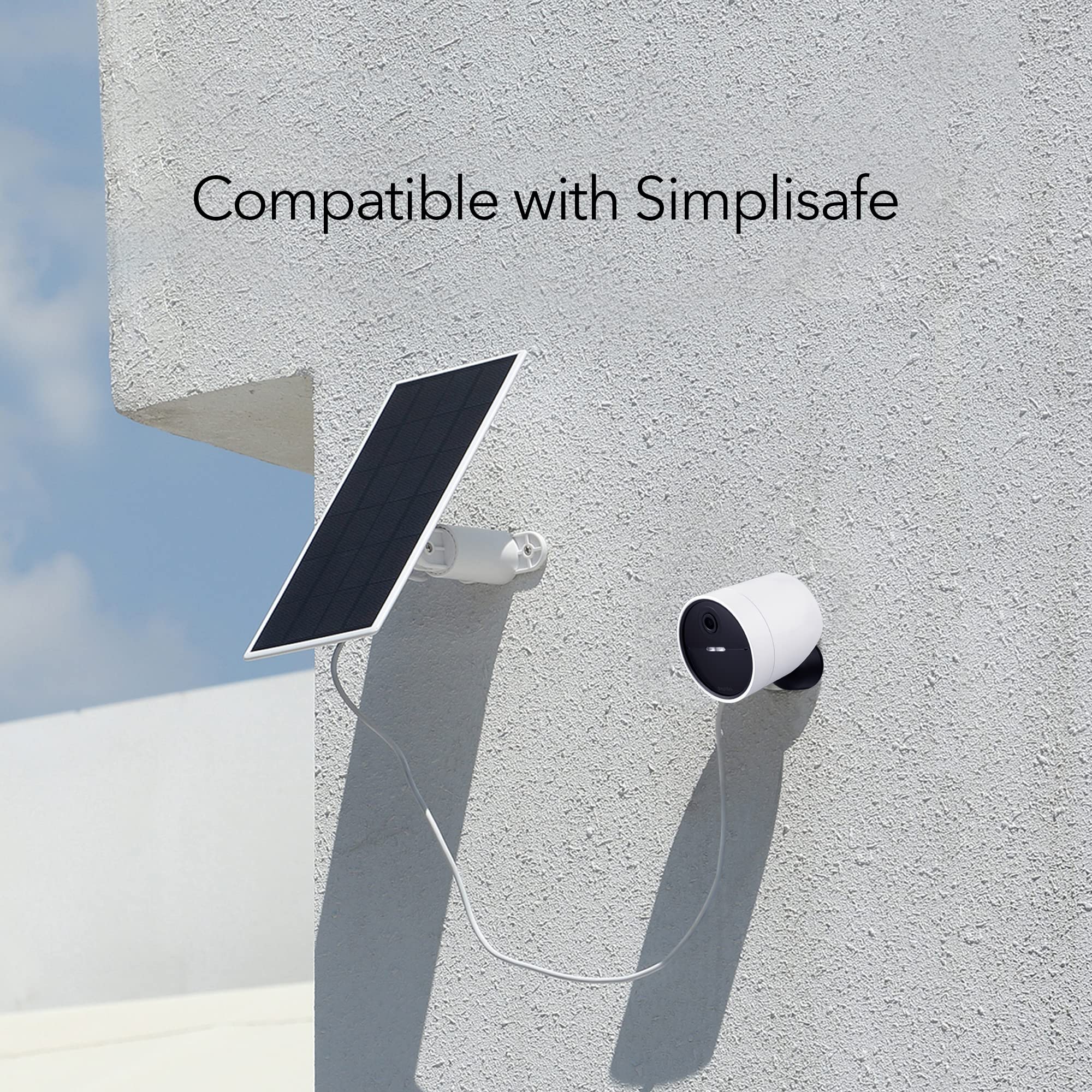 Wasserstein Solar Panel for SimpliSafe Wireless Outdoor Security Camera - Powerful SimpliSafe Outdoor Camera Solar Panel (White, 1 Pack)