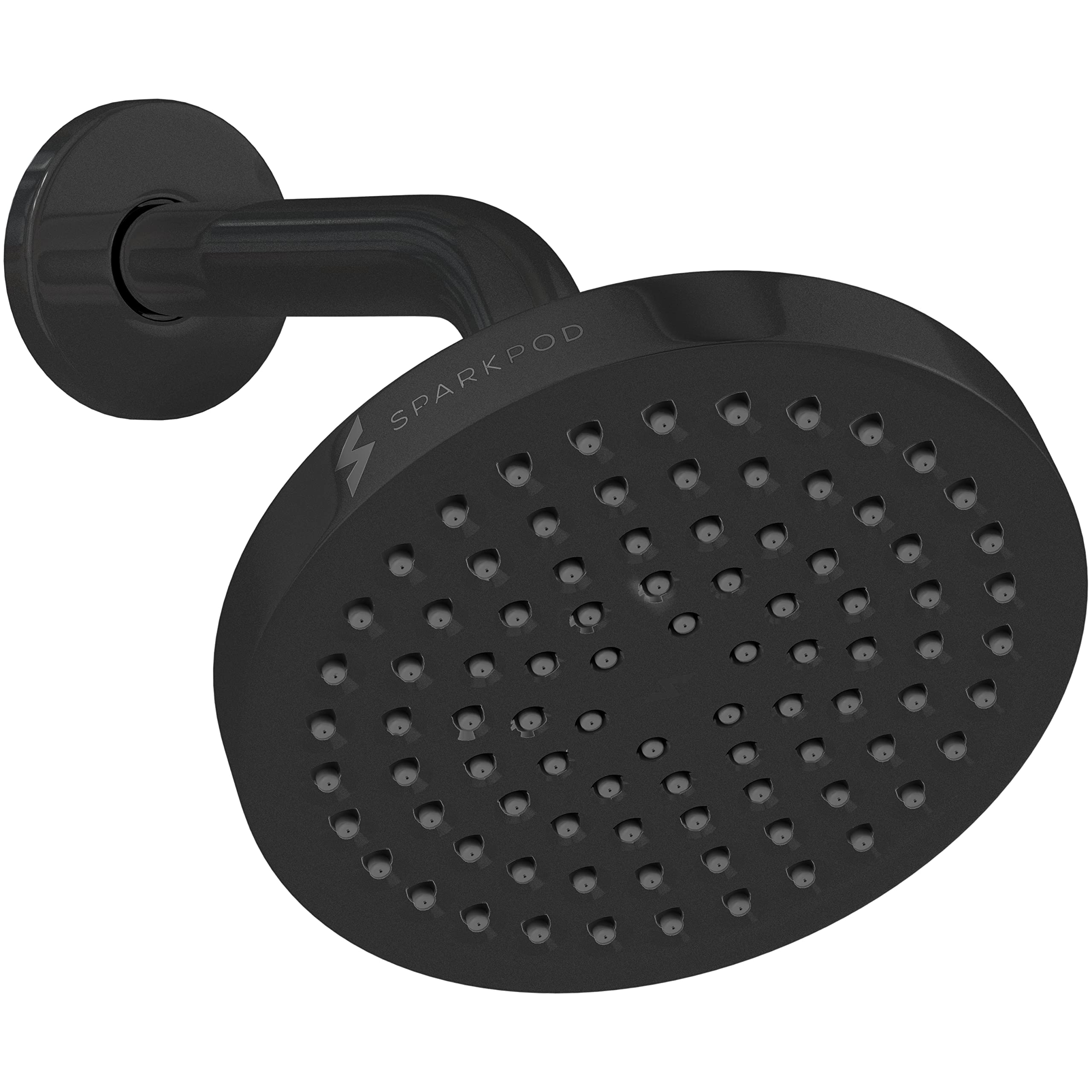 SparkPod 6" Rain Shower Head with 6" Shower Arm with Flange in Midnight Black Matte