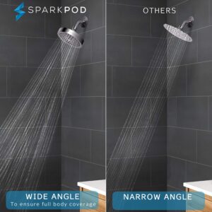 SparkPod 6" Rain Shower Head with 6" Shower Arm with Flange in Midnight Black Matte