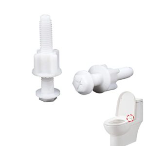 2pack toilet seat screws replacement universal white plastic toilet seat hinge bolt screw for fixing the top toilet seat, white