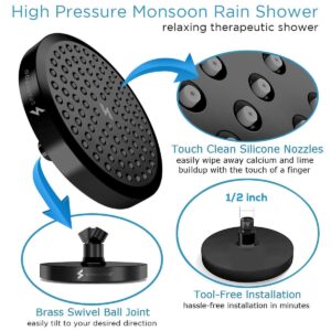 SparkPod 6" Rain Shower Head with 6" Shower Arm with Flange in Midnight Black Matte