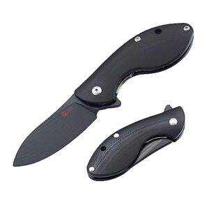 jin g10 folding knife kit, liner lock pocket knife for starters flipper knife making, g10 blade hanlde knife safety learning tool, gift knife, black g10