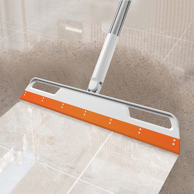 Multifunction Magic Broom Silicone Broom Rubber Floor Squeegee Broom Sweeper Wiper with 4-in-1 Long Handle，Especial Suitable for Flat Floor Pet Hair Remover, Bathroom, Glass, Windows Cleaning