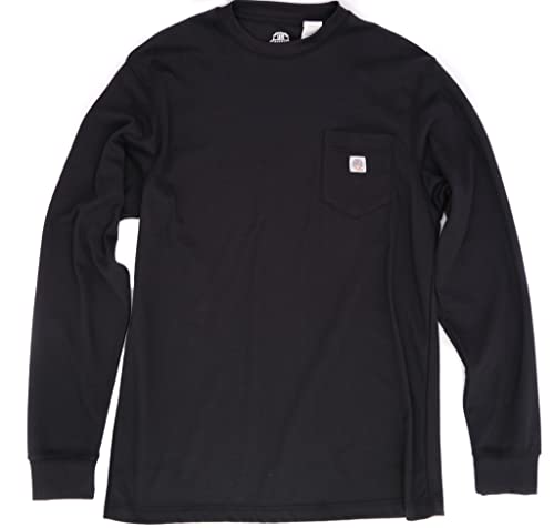 Ur Shield Men's FR 7 oz. Cotton Long Sleeve T-Shirt - Fire Retardant Clothing for Electricians, Welders, Black - M