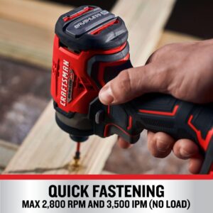 CRAFTSMAN V20 Cordless Impact Driver, 1/4 inch, Bare Tool Only (CMCF813B)