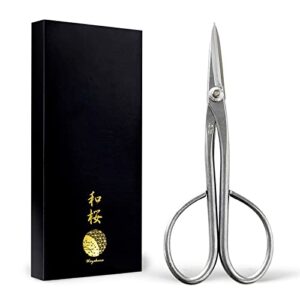 wazakura yasugi stainless steel made in japan satsuki bonsai scissors 7.09" (180 mm), hasami pruning and trimming shears, japanese gardening tools - yasugi stainless steel satsuki