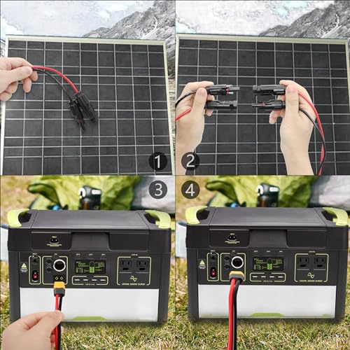 YAODHAOD Solar Connector to XT60 Adapter Connector, 12AWG 60CM XT60 Connect Solar Panel for Battery Pack, Portable Power Station, Solar Generator