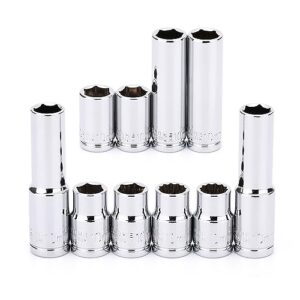 mixpower 10pcs 1/4"& 3/8" drive 10mm deep&shallow socket, cr-v, metric, mirror finish, 6 point&12 point