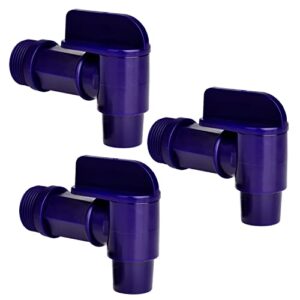 powgrow plastic spigot, plastic faucet for 5, 6 gallon drums water jugs, durable polyethylene material barrel 3/4 npt faucet replacement spigot, 1 inch thread size,3-pack