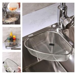 qimmygs kitchen triangle corner sink strainer for kitchen sink, stainless steel food catcher strainer for kitchen waste, vegetable, fruits