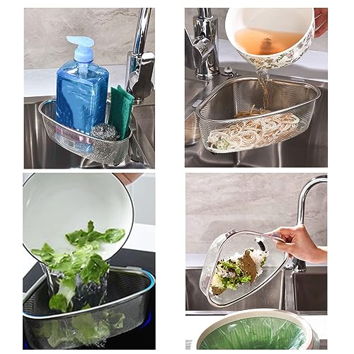 QIMMYGS Kitchen Triangle Corner Sink Strainer for Kitchen Sink, Stainless Steel Food Catcher Strainer for Kitchen Waste, Vegetable, Fruits