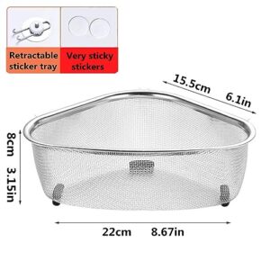 QIMMYGS Kitchen Triangle Corner Sink Strainer for Kitchen Sink, Stainless Steel Food Catcher Strainer for Kitchen Waste, Vegetable, Fruits