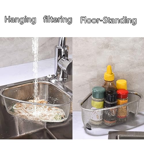 QIMMYGS Kitchen Triangle Corner Sink Strainer for Kitchen Sink, Stainless Steel Food Catcher Strainer for Kitchen Waste, Vegetable, Fruits