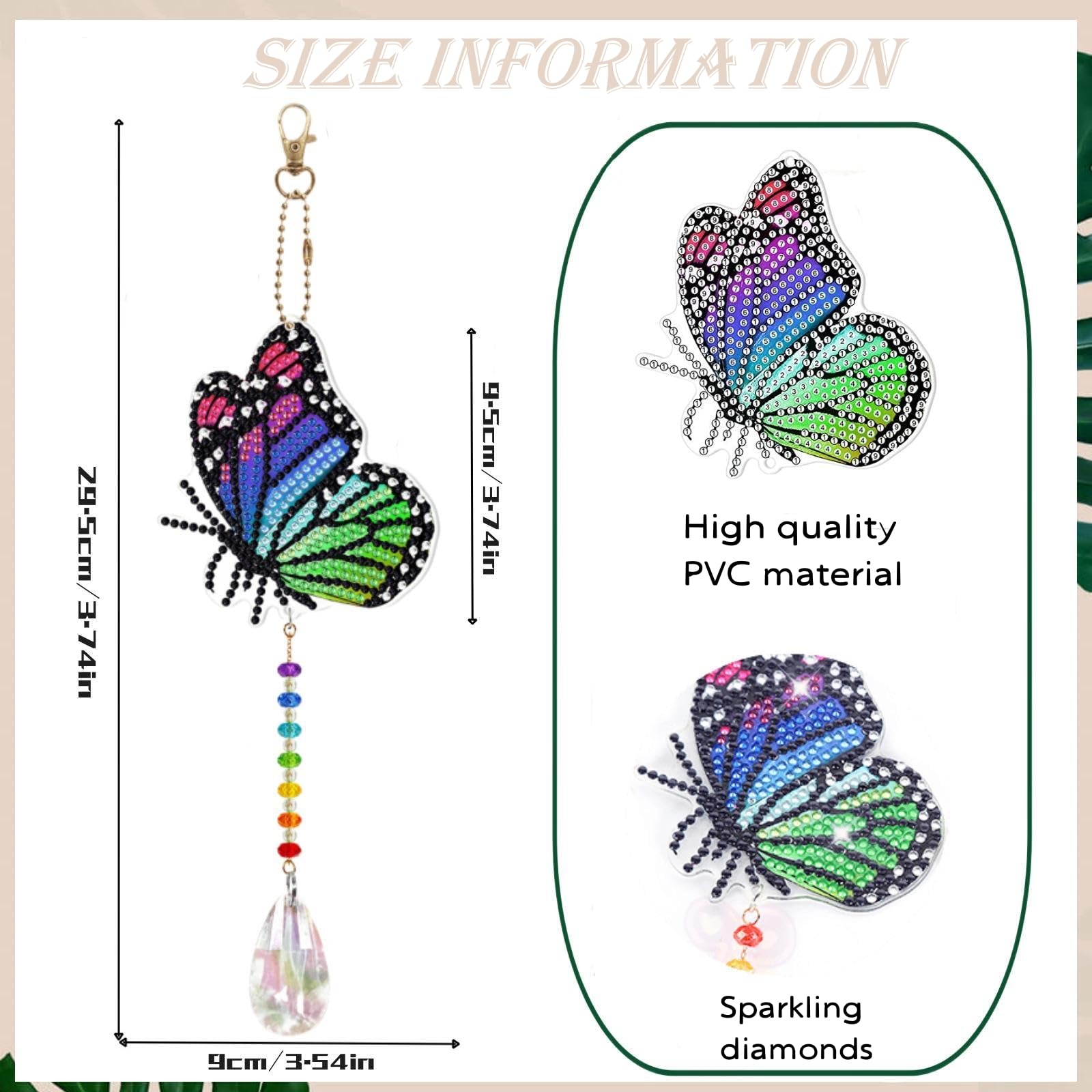 Bulerrylulu 4pcs Diamond Painting Suncatcher Wind Chime Kit,Double Sided Crystal Diamonds Painting Butterfly Hanging Ornament,Hummingbird Art and Crafts DIY for Kits Adults Home Garden Decor