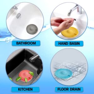 Drain Hair Catcher Stopper 5pcs Bathroom Accessories Set, Durable Silicone Shower Hair Drain Catcher, Drain Cleaner Sink Strainer Covers Drain Hair Stoppers for Tub, Bathtub, Kitchen