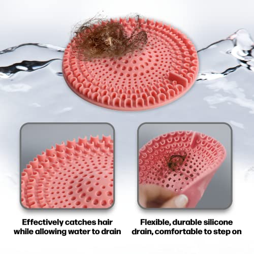 Drain Hair Catcher Stopper 5pcs Bathroom Accessories Set, Durable Silicone Shower Hair Drain Catcher, Drain Cleaner Sink Strainer Covers Drain Hair Stoppers for Tub, Bathtub, Kitchen