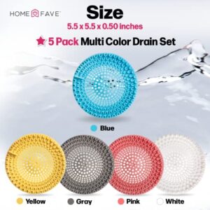 Drain Hair Catcher Stopper 5pcs Bathroom Accessories Set, Durable Silicone Shower Hair Drain Catcher, Drain Cleaner Sink Strainer Covers Drain Hair Stoppers for Tub, Bathtub, Kitchen