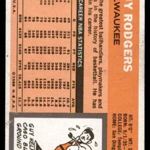 1970 Topps # 22 Guy Rodgers Milwaukee Bucks (Basketball Card) VG Bucks Temple