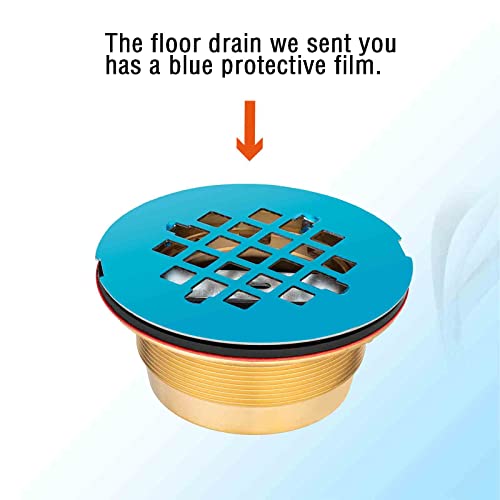 sicoince 2 inch Brass No Caulk Shower Drain Cover Shower Floor Drain Assembly with 4-1/4 inch Stainless Steel Strainer for 2 inch 40 SCH ABS or PVC Pipe