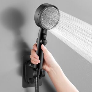 Multi-Functional High Pressure Shower Head with 5 Modes, High Pressure Handheld Shower Head with ON/Off Switch for Home Bathhoom, Water Saving, Easy to Install (Black A)