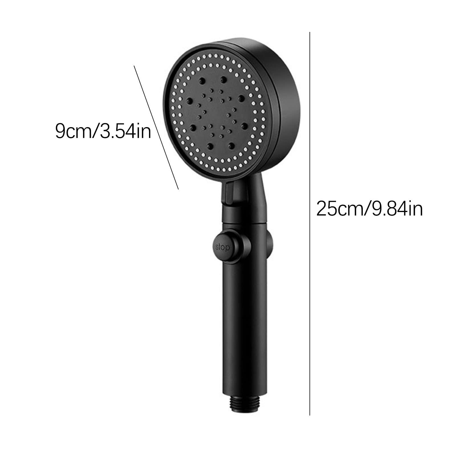 Multi-Functional High Pressure Shower Head with 5 Modes, High Pressure Handheld Shower Head with ON/Off Switch for Home Bathhoom, Water Saving, Easy to Install (Black A)