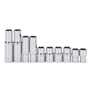 casoman 10piece impact socket set, 1/4" & 3/8" drive, deep & shallow, 10mm, metric, mirror chrome finish