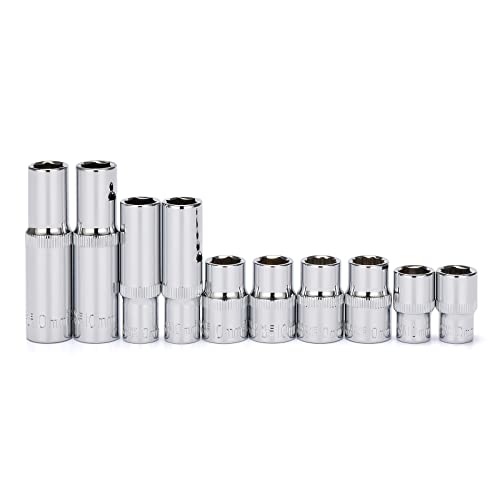 CASOMAN 10Piece Impact Socket Set, 1/4" & 3/8" Drive, Deep & Shallow, 10mm, Metric, Mirror Chrome Finish