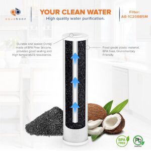 Aquaboon 2-Pack of 5 Micron 20" Sediment Water Filter Replacement Cartridge & Aquaboon 2-Pack Coconut Shell Water Filter Cartridge | Universal Whole House 5 Micron 20 inch Cartridges