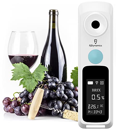 FJDynamics Digital Brix Refractometer for Brewing 0-32%, High Precision with App, Easy to Use/Read/Calibrate for Home Making Wine/Juice, Brewing Beer, Fruits, Resolution 0.05%, with ATC 5-45°C