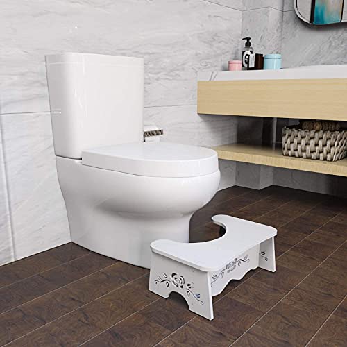 Bathroom Stool Foldable Poop Stool Toilet Stool Adult,7 Inch Toilet Potty Stool for Adult and Kids Aid, Poop Stool Wood-Plastic Board, Environmentally Friendly Materials Shower Stool Squating Stool