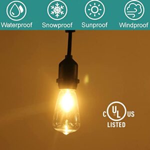 64FT(32FTx2PCS) LED Outdoor String Lights, Waterproof String Lights with 30 ST38 Shatterproof Edison Bulbs,Commercial Grade String Lights,Hanging Outdoor Lights for Patio Backyard Deck Gazebo