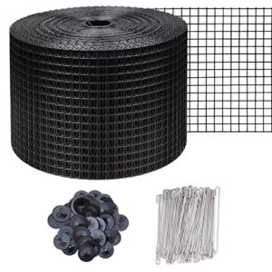 8in x 100ft solar panel bird guard,solar panel roof protection net 1/2inch mesh pvc black vinyl coated galvanized net 70 fastener clipsused for bird,animal control