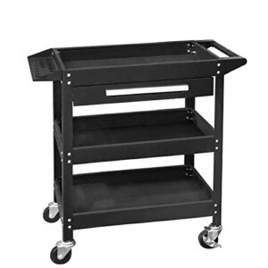 gstandard rolling tool cart with drawer: 3 layer tool oragnizer with foam pad and heavy duty utility cart with four swivel casters,black,aptb311b