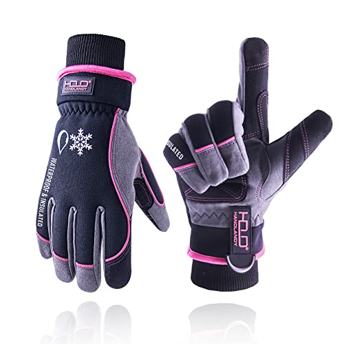 Waterproof Insulated Work Gloves for Women Men, Touchscreen Thermal Winter Gloves for Cold Weather with 3M Warm Lining(M,Pink)