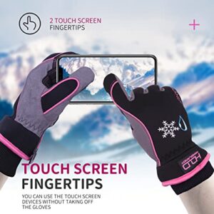 Waterproof Insulated Work Gloves for Women Men, Touchscreen Thermal Winter Gloves for Cold Weather with 3M Warm Lining(M,Pink)