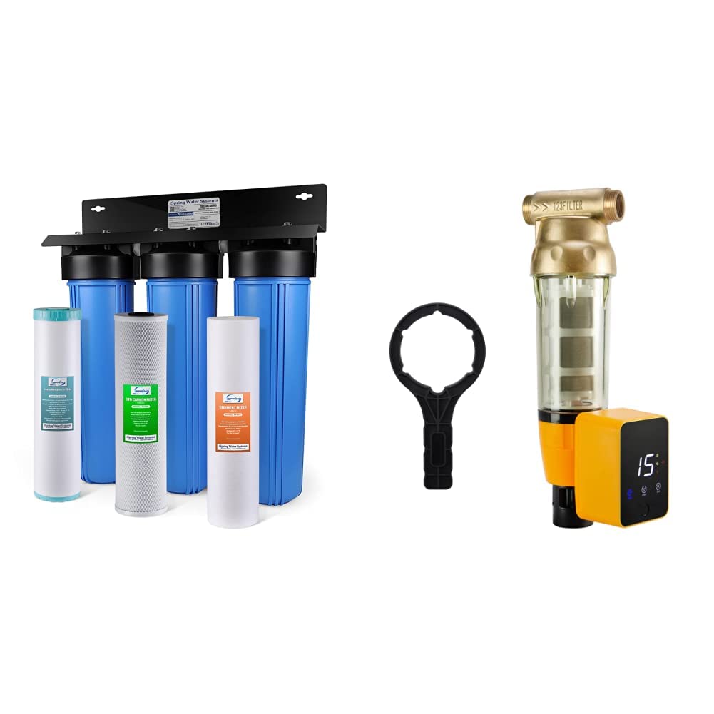 iSpring Whole House Water Filter System + Spin Down Sediment Water Filter