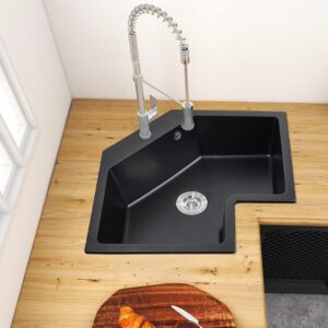 cogitil 25 inch kitchen sink drop in quartz single bowl kitchen sinks irregular corner kitchen sink black farm sink deep farmhouse kitchen sink