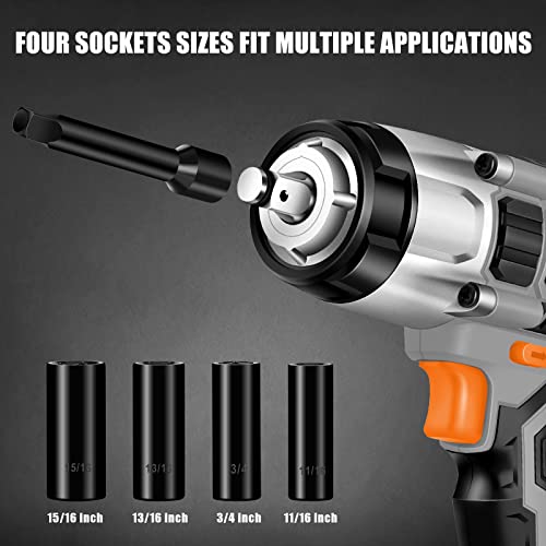 WORKSITE 20V Impact Wrench 1/2 Inch With Max 370 Ft-lbs (500N.m) Torque, Cordless Impact Gun Kit With Charger, Battery and 4 Pcs Impact Sockets For Car Tires