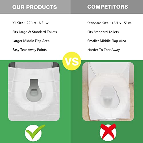 FYY 100 Pack Toilet Seat Covers Paper Flushable,Travel Disposable Flushable Paper Toilet Seat Covers for Adults and Kids Potty Training in Public Restrooms,Airplane,Camping(L,56x42cm,22x16.5 inch)