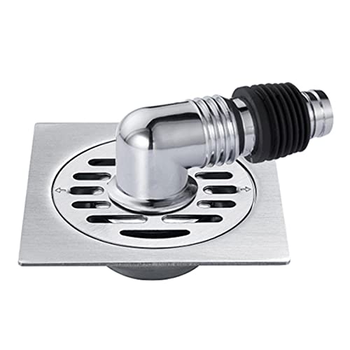 Washing Machine Floor Drain Cover, Shower Drain Floor Drain Cover with Pipe Connector, Square One-Way Drain Valve Fast Drainage Shower Plug Insert Drain Plug(Silver)