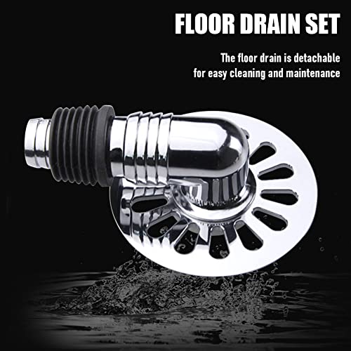 Washing Machine Floor Drain Cover, Shower Drain Floor Drain Cover with Pipe Connector, Square One-Way Drain Valve Fast Drainage Shower Plug Insert Drain Plug(Silver)