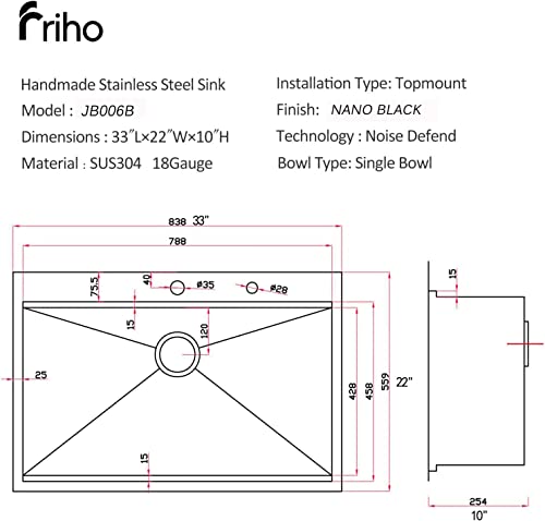 Friho 33x22 Inch Workstation Topmount Single Bowl Handmade Farmhouse Drop in Black Kitchen Sink, Black Stainless Steel Farm Sinks with Dish Grid,Dish Drainer,Cutting Board Basket Strainer