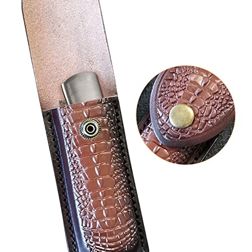 DONGKER Knife Holster, 4" PU Leather Folding Knife Sheath with Belt Loop for Belt