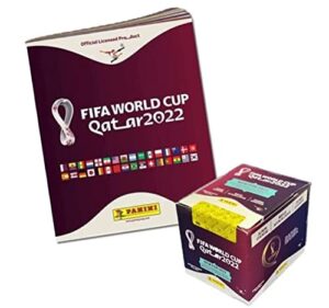 panini fifa world cup qatar 2022 album + box (50 packs, 5 stickers per pack)