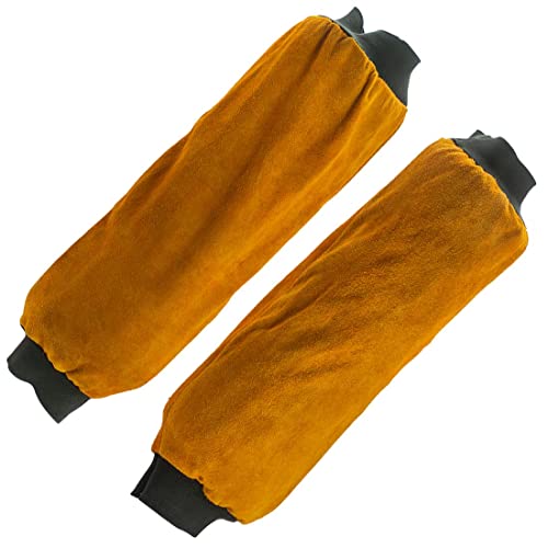 VIDAYA Leather Welding Work Sleeves for Men, Welding Safety Arm Protection Sleeves, Fire Resistant, Heat and Abrasion Resistant Welder Protective Arm Covers (1 Pair)